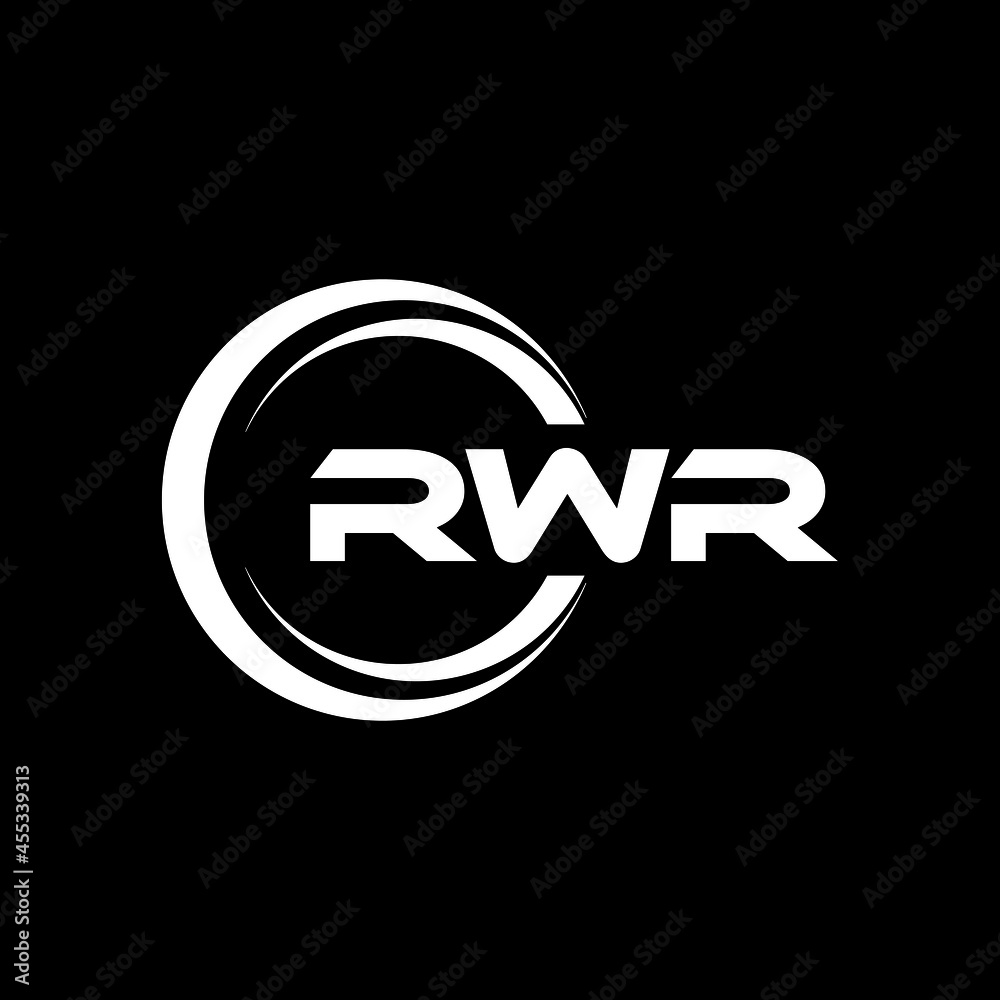 RWR letter logo design with black background in illustrator, vector ...