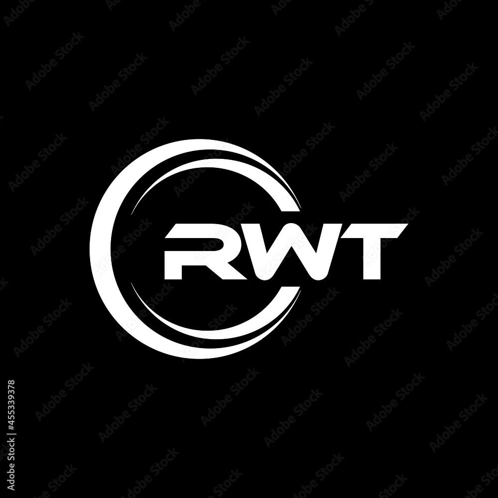 RWT letter logo design with black background in illustrator, vector ...