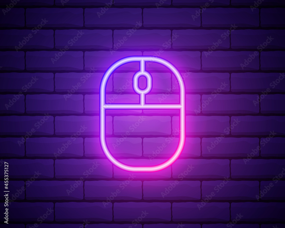 PC mouse neon icon. Elements of business set. Simple icon for websites ...