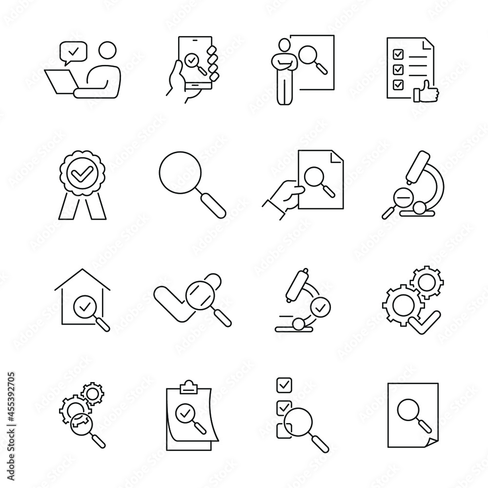 Inspection icons set. Inspection pack symbol vector elements for info ...
