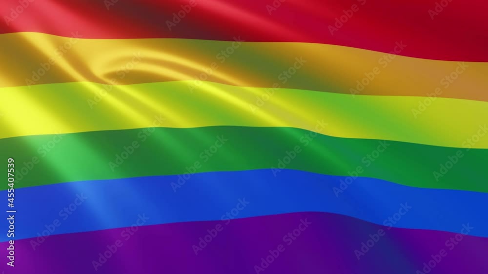 LGBTQ pride flag waving in wind. Realistic Gay Flag background ...
