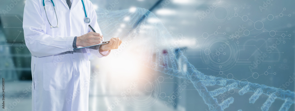 Doctor or scientist record data,with smart visual interface screen ...