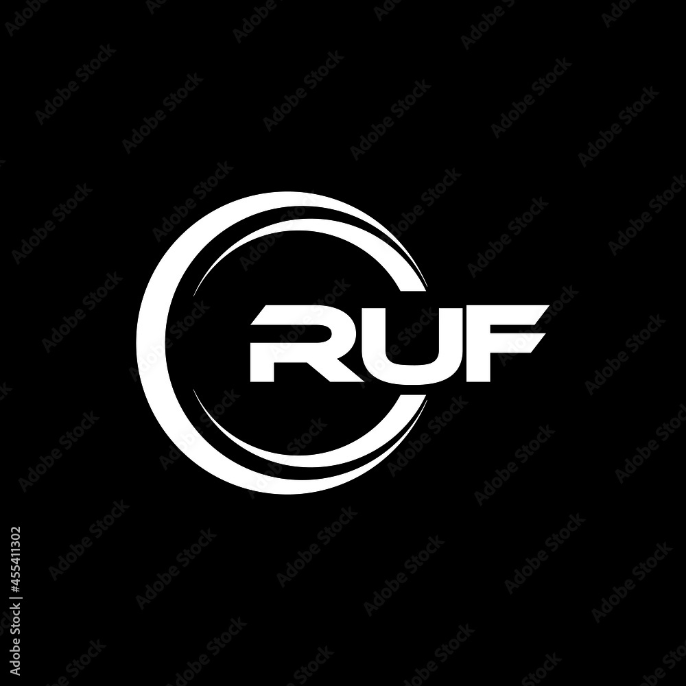RUF letter logo design with black background in illustrator, vector ...