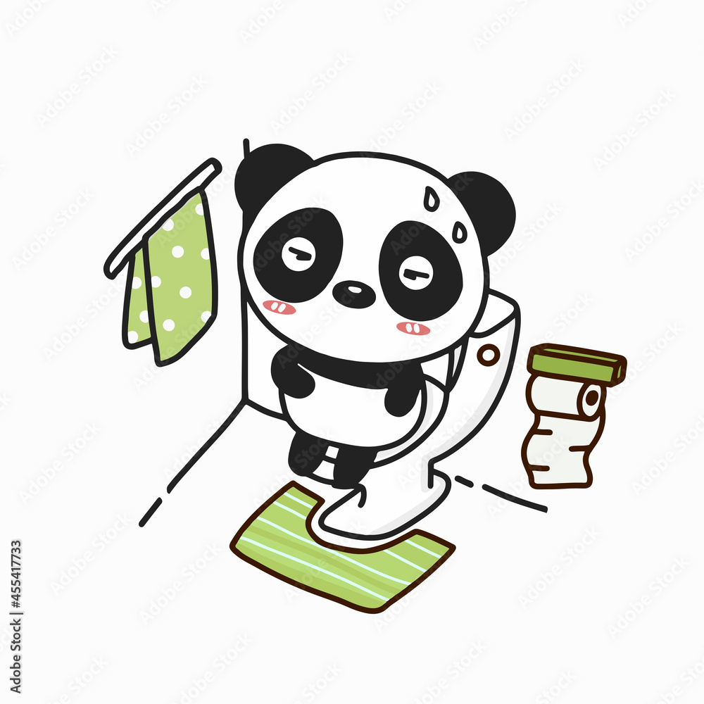 Cute panda Pooping On Toilet. Cute cartoon character. Stock Vector ...
