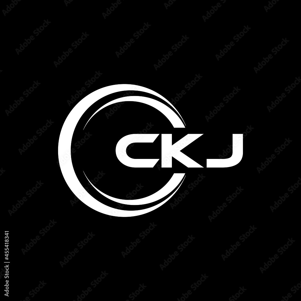 CKJ letter logo design with black background in illustrator, vector ...