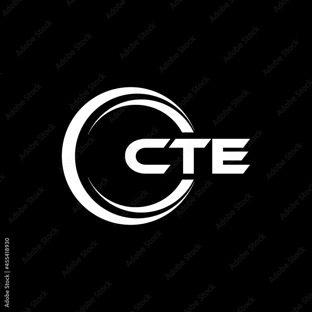 CTE letter logo design with black background in illustrator, vector ...