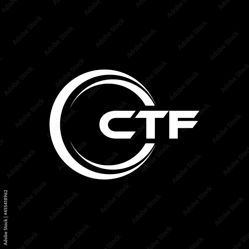 CTF letter logo design with black background in illustrator, vector ...