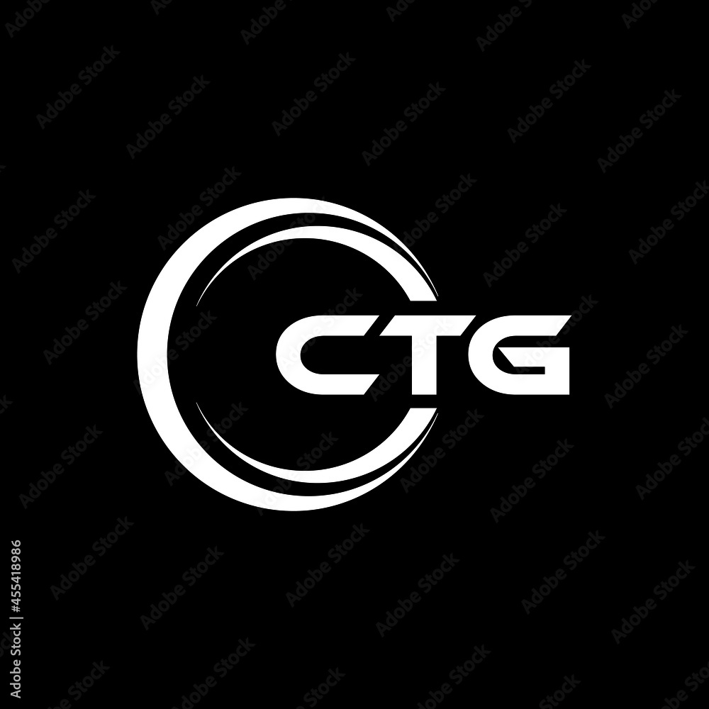 CTG letter logo design with black background in illustrator, vector ...