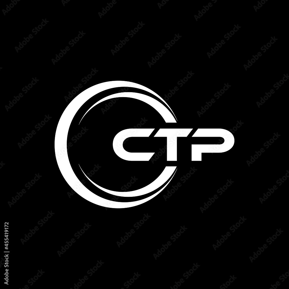 CTP letter logo design with black background in illustrator, vector ...