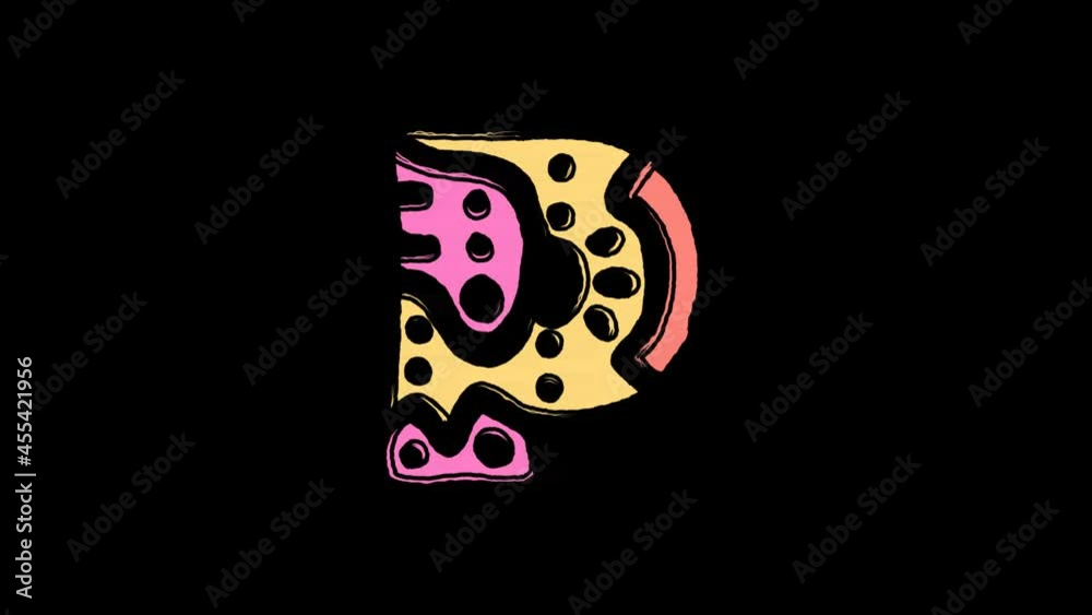 Letter P. Animated Cartoon, grunge Curved lines, Shake twitch effect ...