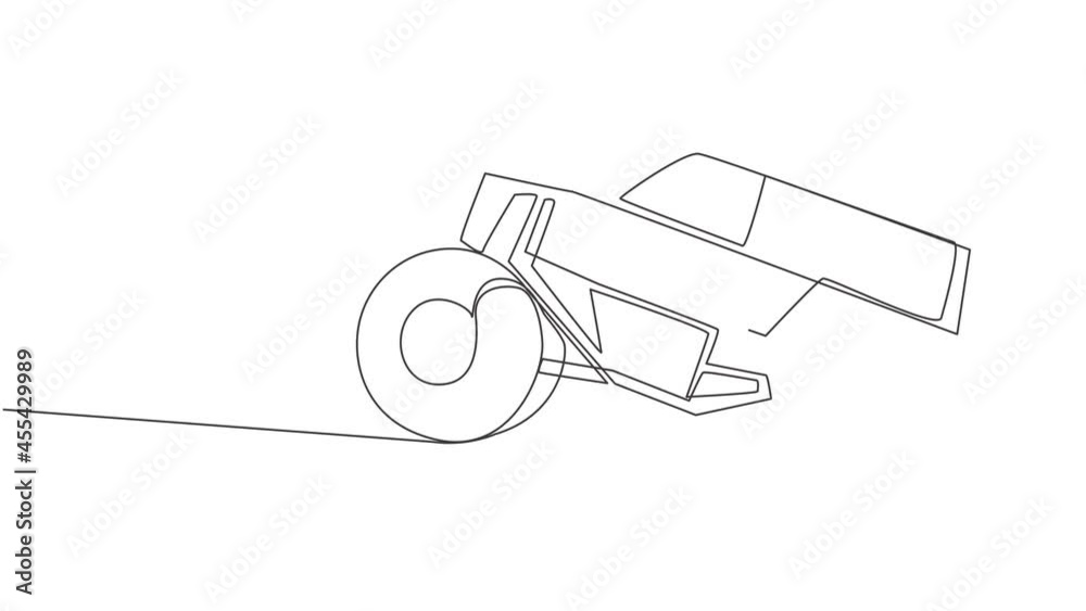 Vidéo Stock Animated self drawing of continuous line draw 4x4 wheel ...