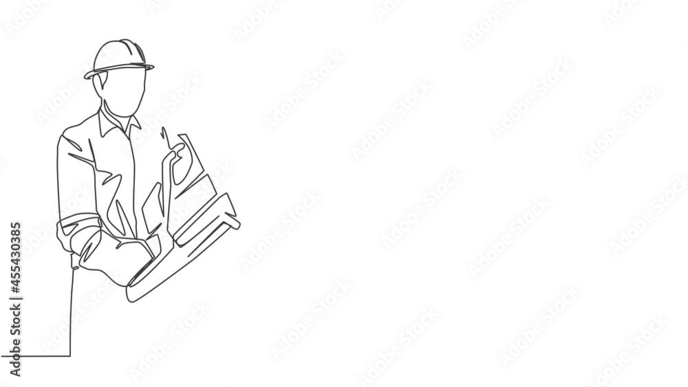 Animated self drawing of one continuous line draw young attractive ...