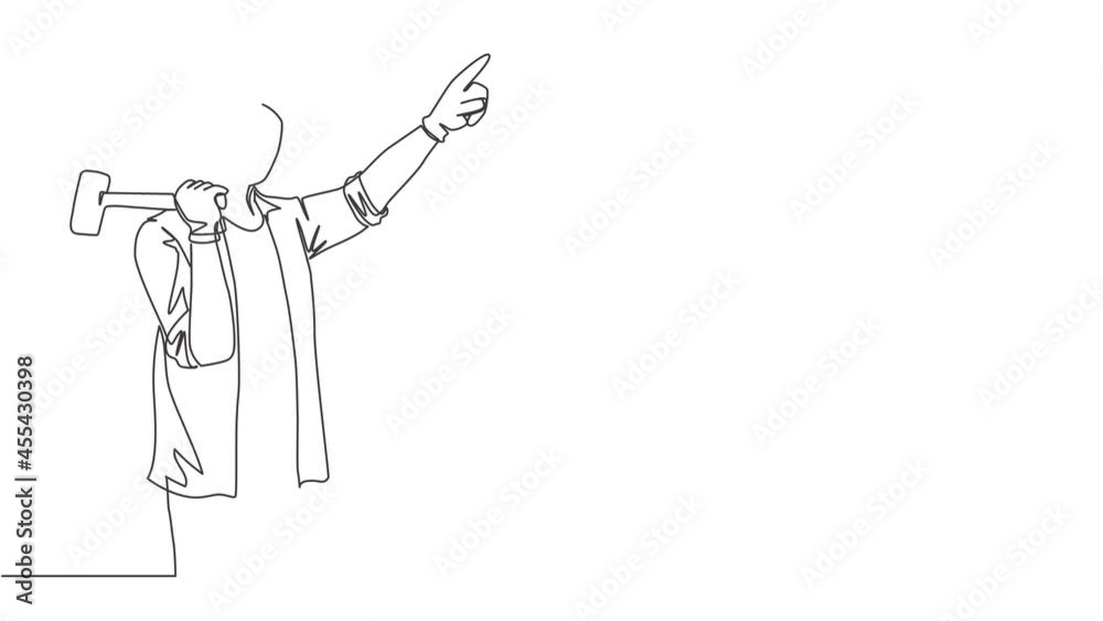 Self drawing animation of one single line draw young attractive ...