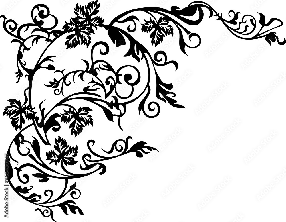 angular vector drawing. floral pattern.monograms and curlicues. a ...