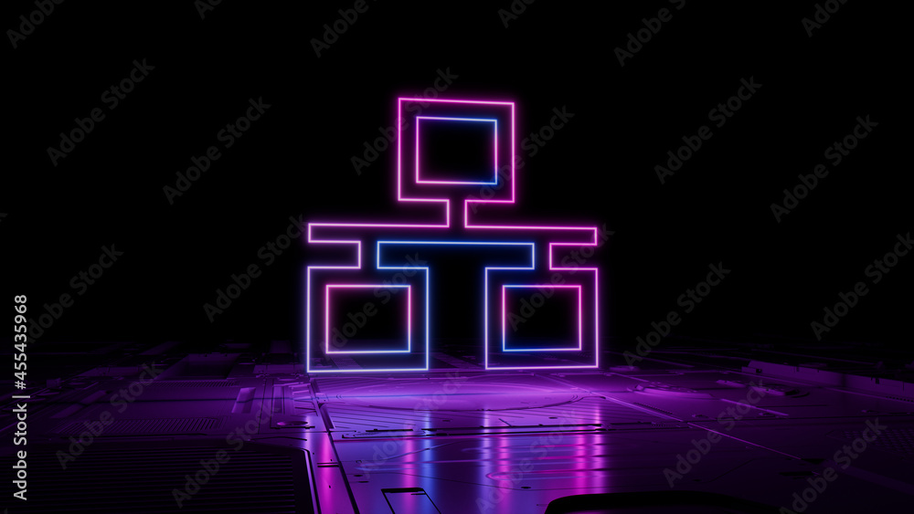 Pink and Blue Network Technology Concept with ethernet symbol as a neon ...
