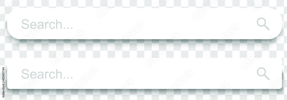 Set of search bar, search boxes with shadow on transparent background ...