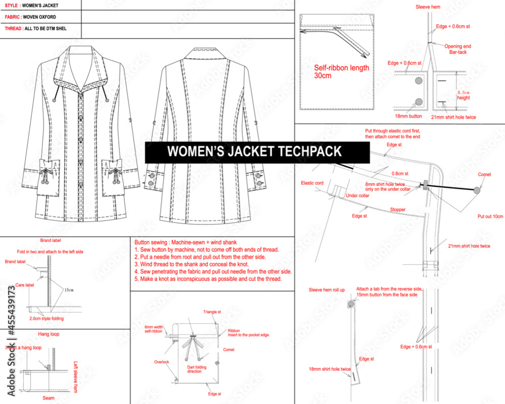 blazer/ jacket/ coat tech pack Stock Vector | Adobe Stock