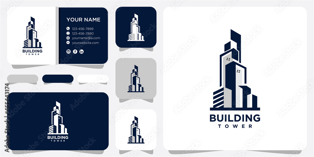 Modern city buildings, towers logo icon vector template. high rise ...