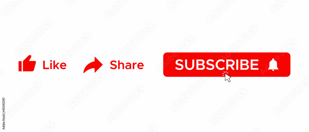 Like, Share, and Subscribe Button Icon Vector Stock Vector | Adobe Stock