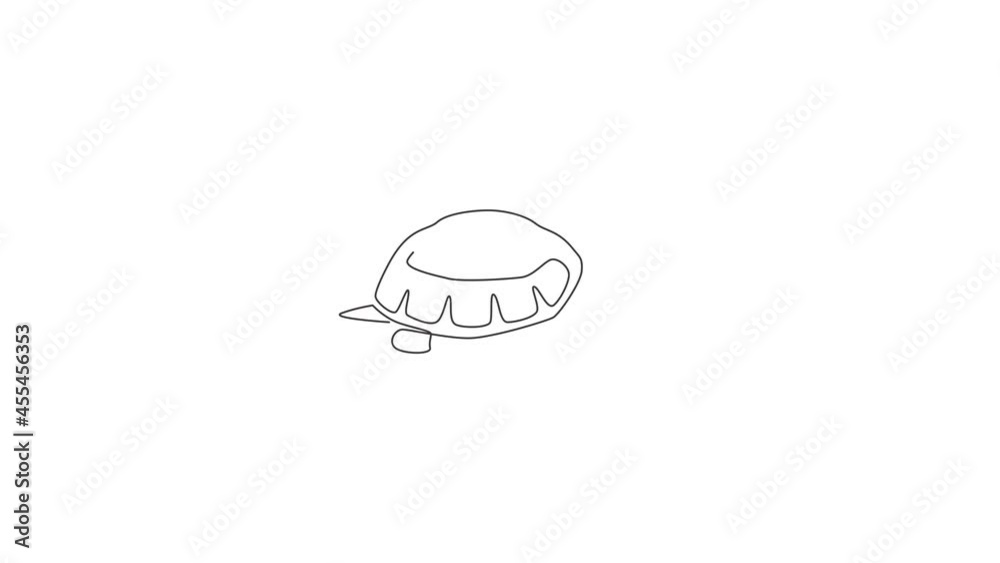 Animation of one line drawing of big land tortoise for social company ...