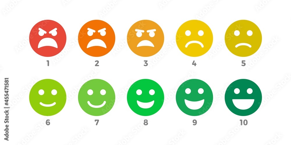 emoticon set of emotional scale,mood indicator,angry to happy ...