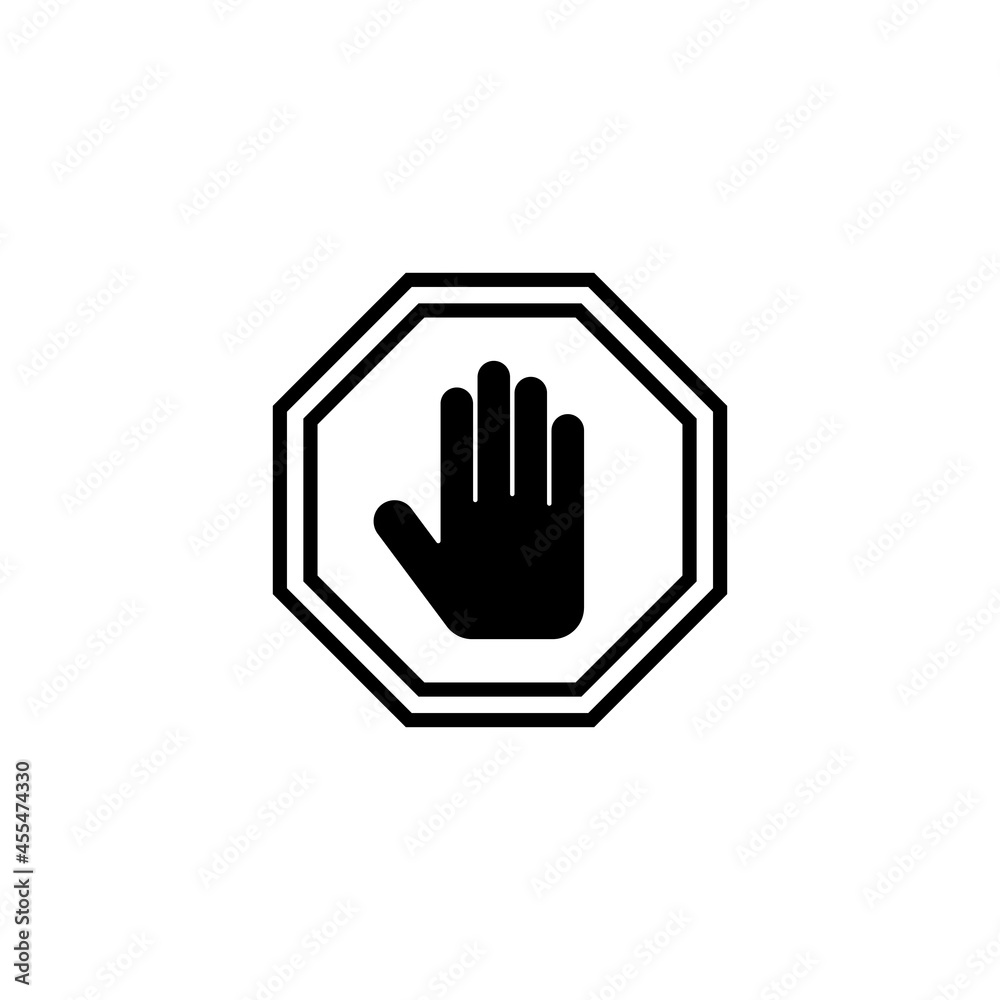 Stop icon. stop road sign. hand stop sign and symbol. Do not enter stop ...