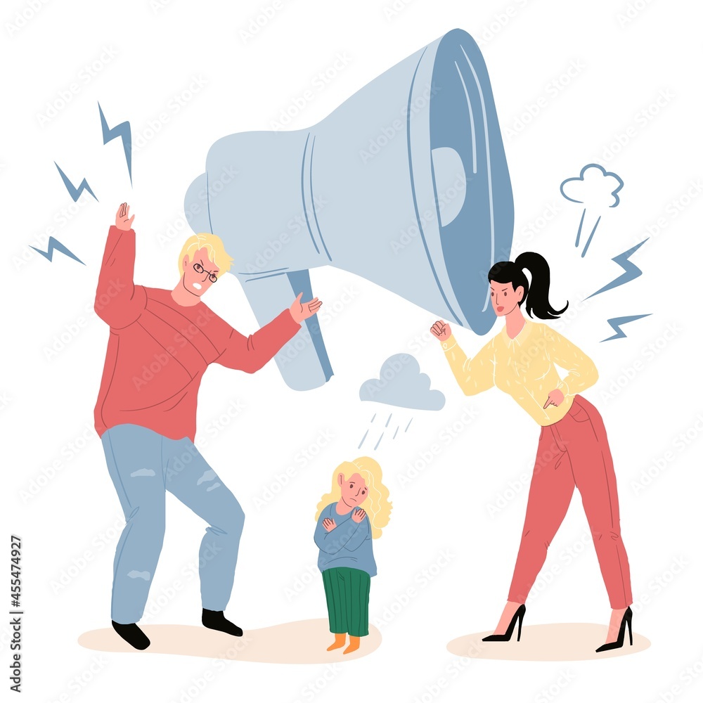 Vector cartoon flat parents characters quarreling,while upset unhappy ...