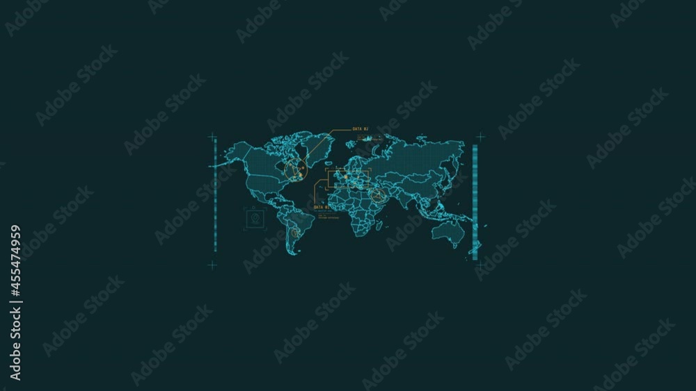 Looped animation of a world map HUD element. Stock Video | Adobe Stock