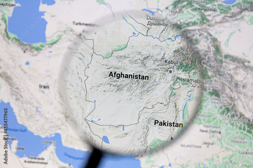 Ostersund, Sweden - Sep 7, 2021: Afganistan on Google Maps under a ...