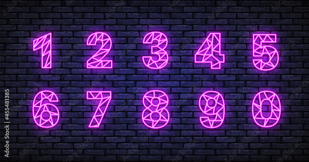 Number neon in realistic style on isolated background. Vector ...