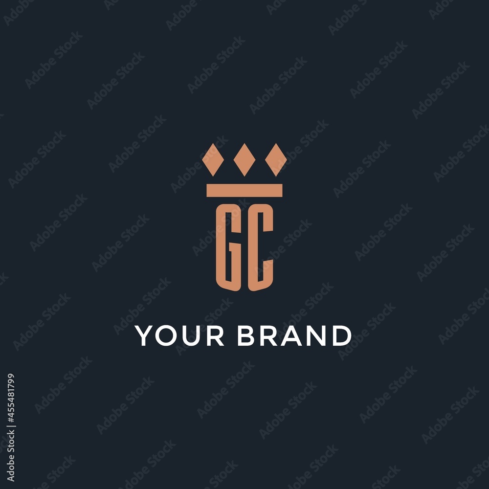GC logo initial with pillar icon design, luxury monogram style logo for ...
