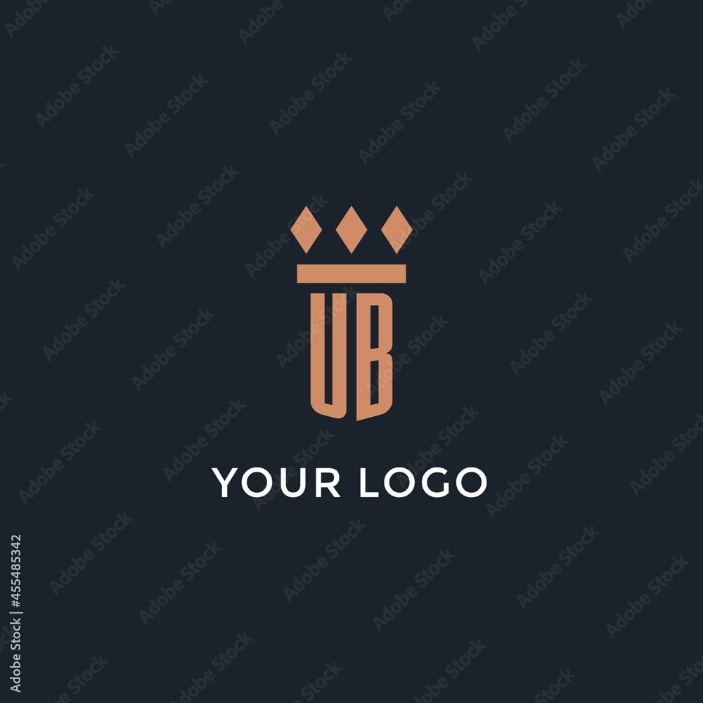 UB logo initial with pillar icon design, luxury monogram style logo for ...