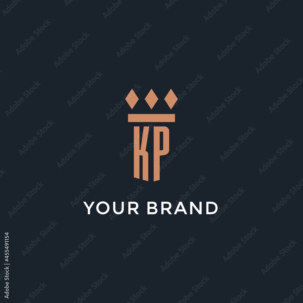 KP logo initial with pillar icon design, luxury monogram style logo for ...