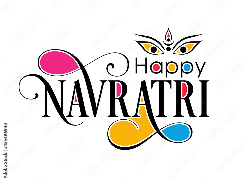 Illustration of Indian festival Navratri with beautiful calligraphy ...
