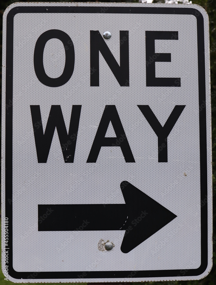 One Way Sign With Arrow on Road, Points to Direction Stock Photo ...