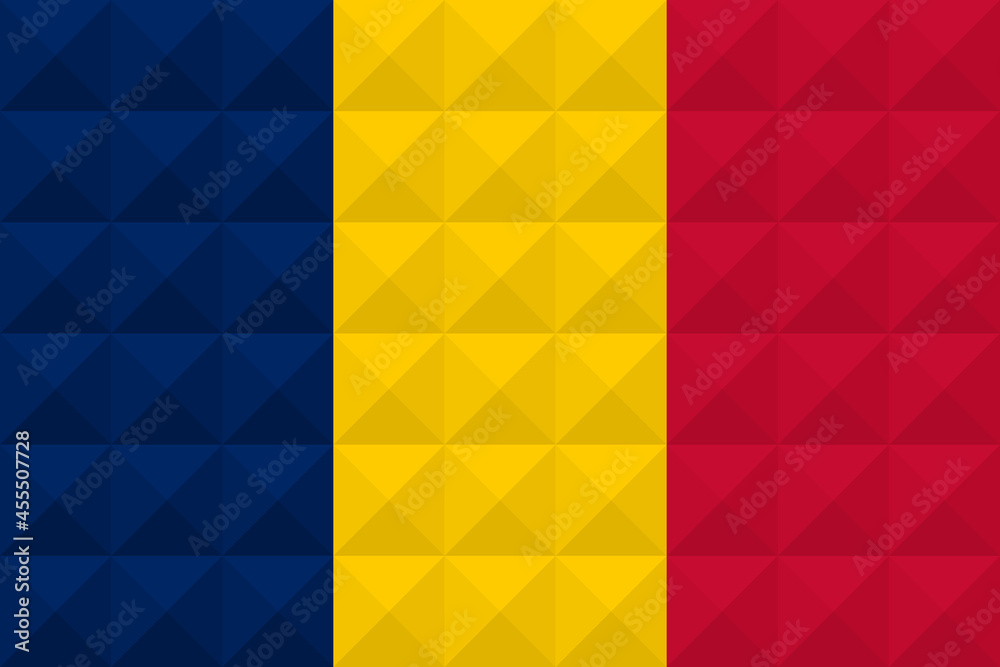 Artistic flag of Chad with 3d geometric wave concept art design ...