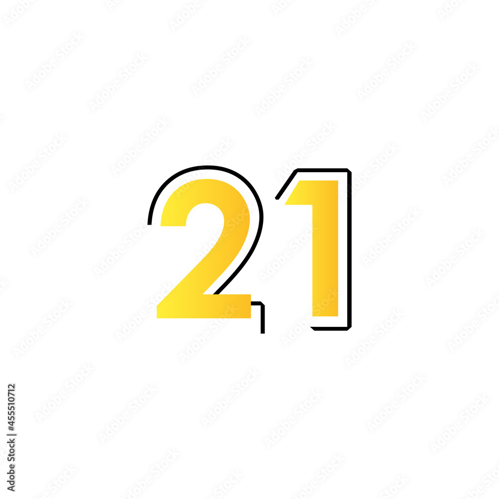 21 th anniversary event party. Vector illustration. numbers template ...
