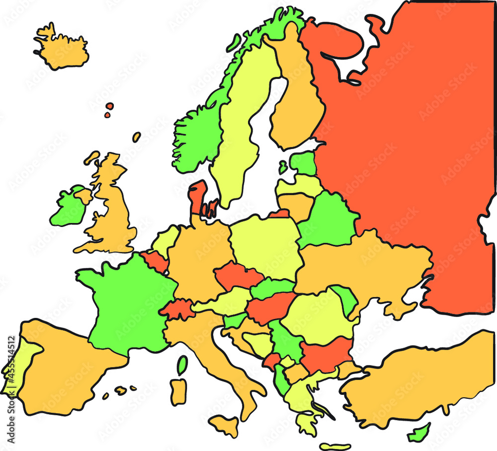 cartoon hand drawn map of europe Stock Vector | Adobe Stock