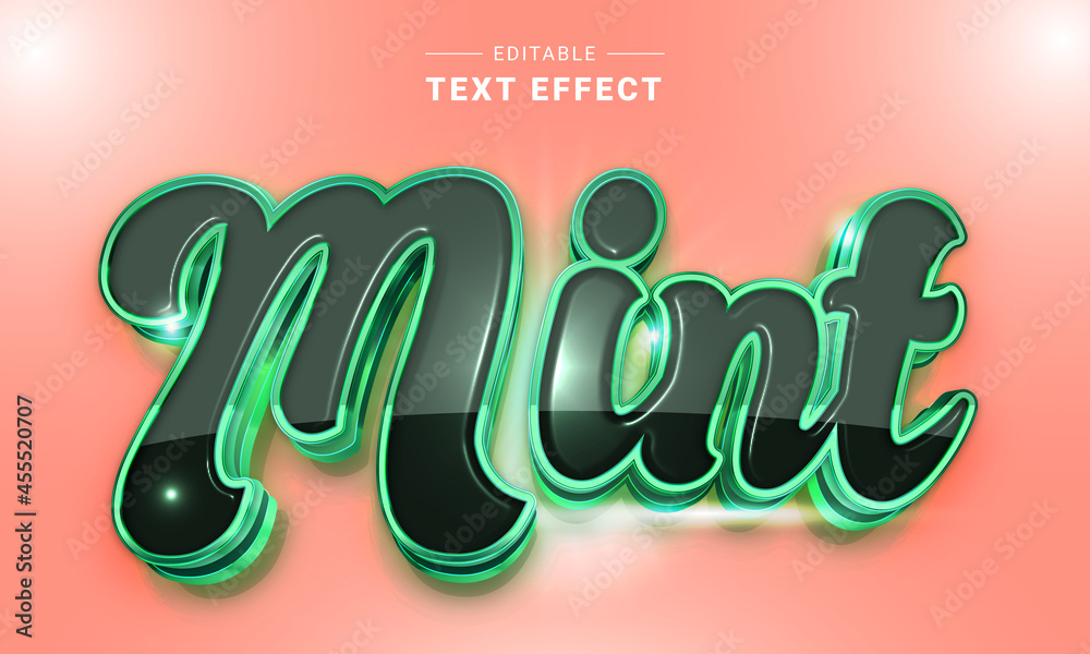 Editable text style effect - Mint text style theme. Stock Vector ...