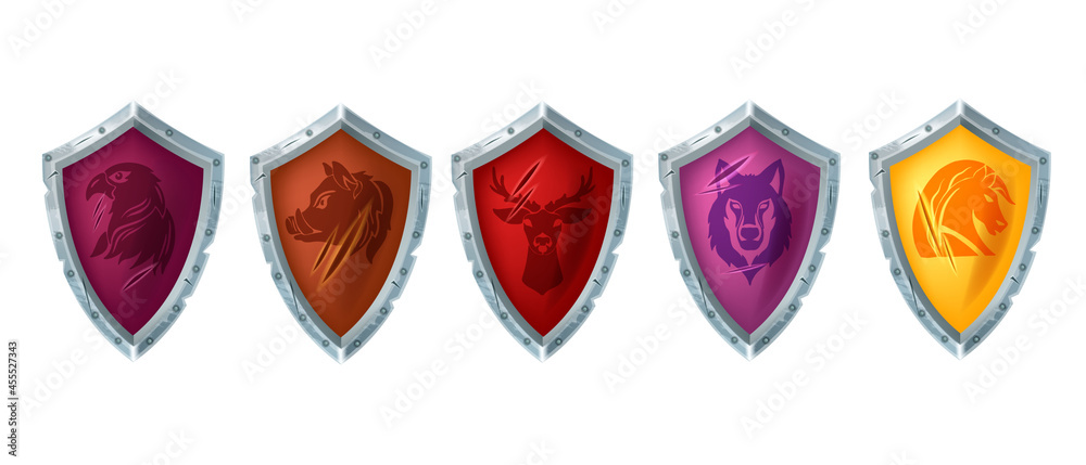 Vetor de Game shield vector eSport illustration set, UI medieval knight ...