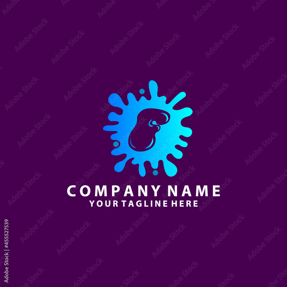 Letter F pure water logo. Swirling overlapping shape with splashing ...