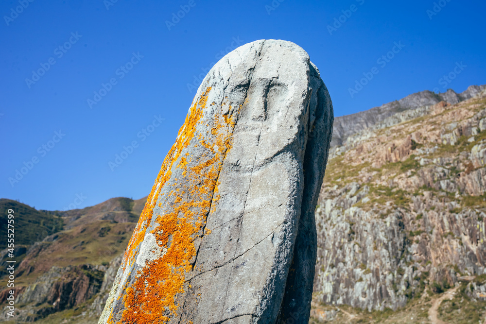 Altai balbal. The face on the stone. Russia, the Altai Republic. An ...