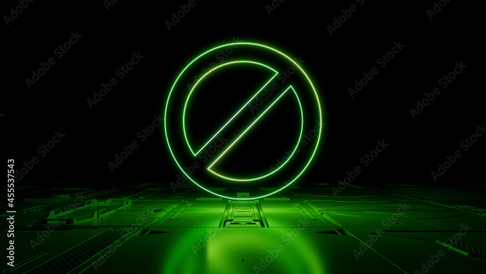 Green neon light Prohibition icon. Vibrant colored Restricted Access ...