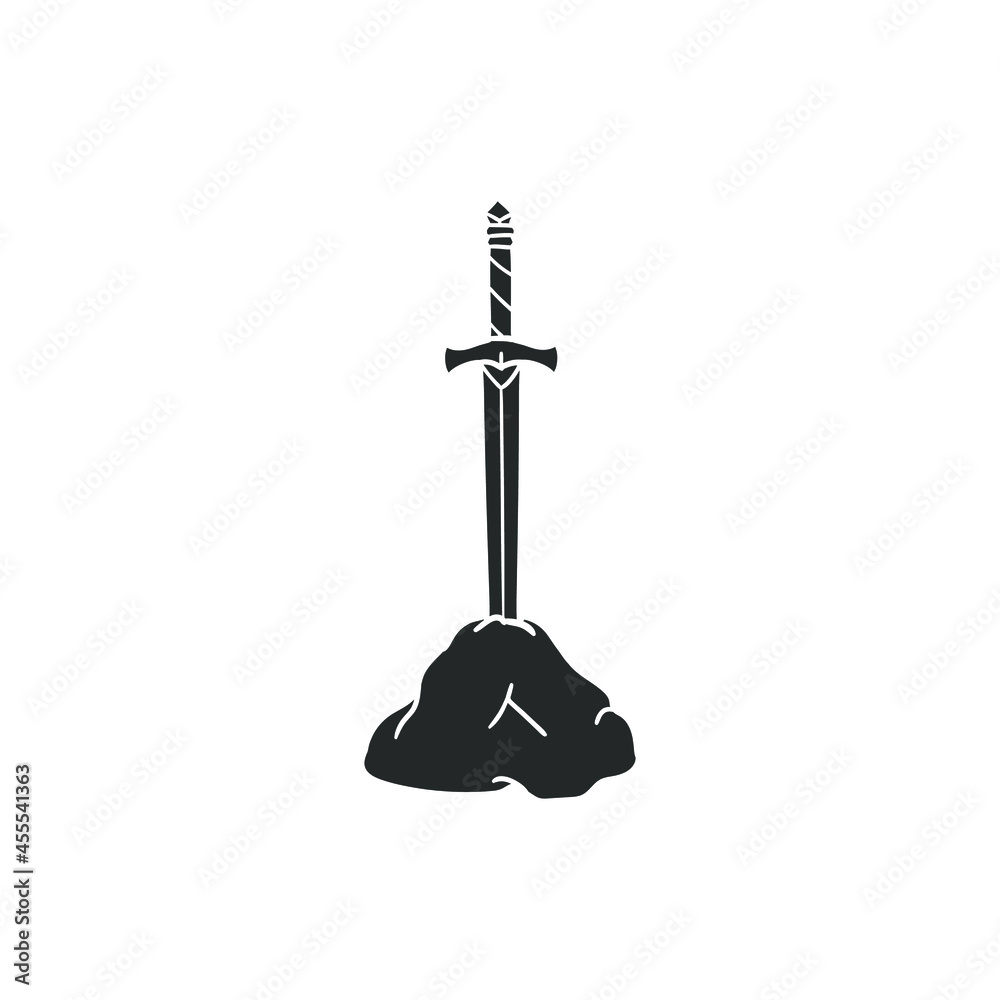 Excalibur Icon Silhouette Illustration. King Arthur Sword Vector ...