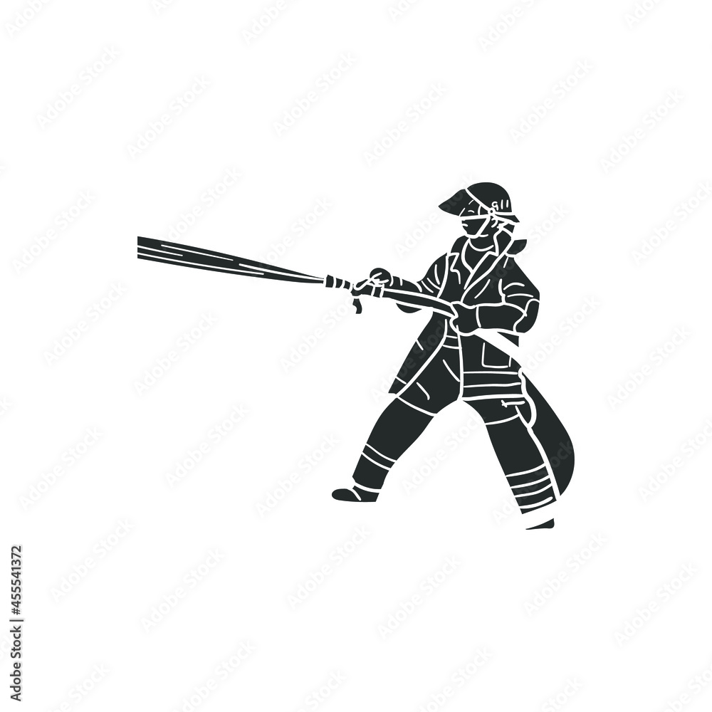 Firefighter Icon Silhouette Illustration. Fireman Vector Graphic ...