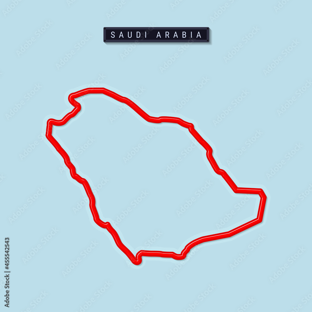 Saudi Arabia bold outline map. Vector illustration Stock Vector | Adobe ...
