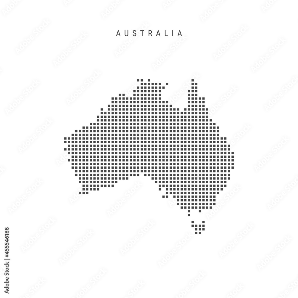 Square dots pattern map of Australia. Dotted pixel map. Vector ...