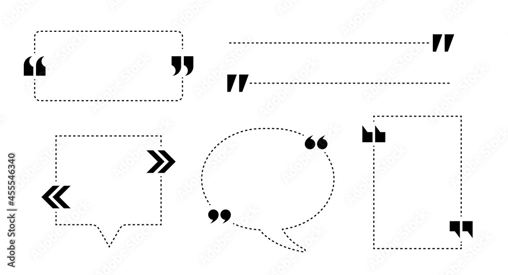 Quote box frames set isolated on white. Quotation marks. Flat vector ...