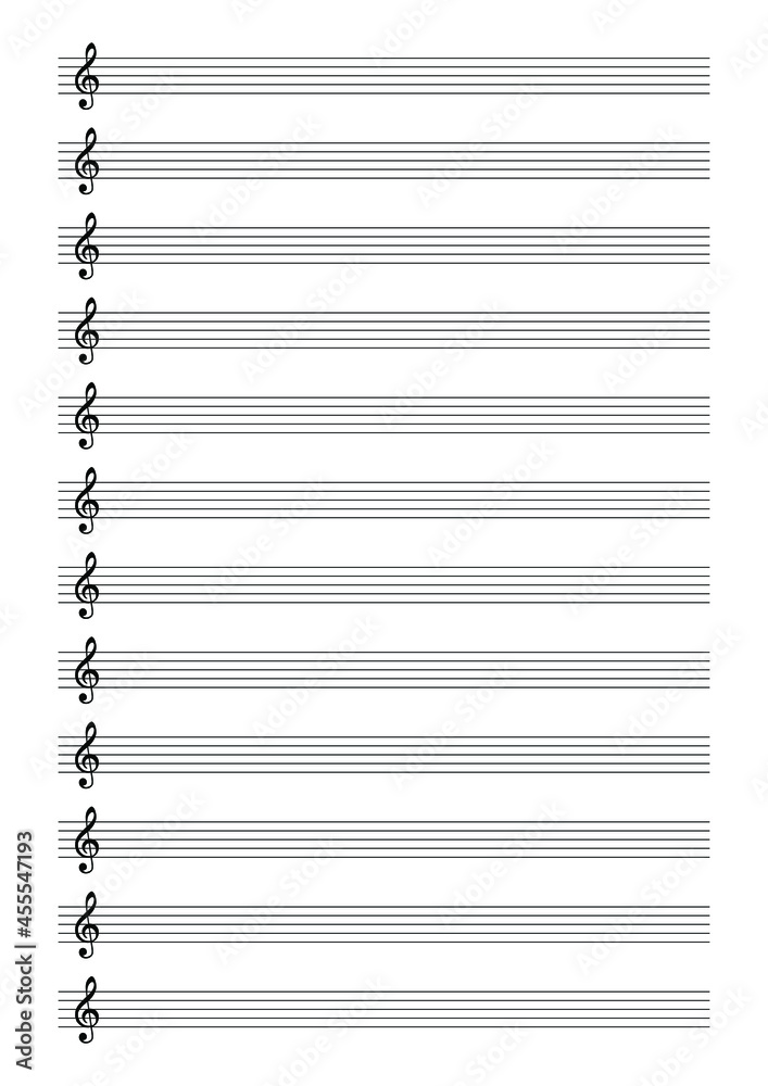 Musical notation with lines and treble clef on a white background ...
