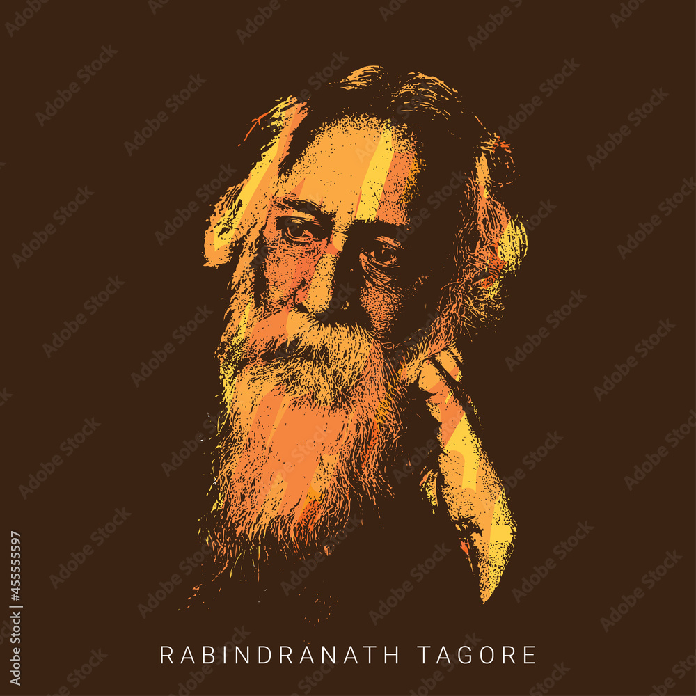 illustration of Rabindranath Tagore from India Stock Vector | Adobe Stock